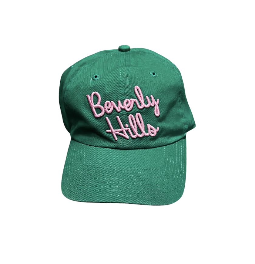 BEVERLY HILLS DAD CAP - GREEN/PINK – Kitson LA