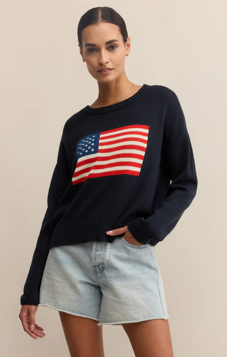 SIENNA PATRIOT SWEATER - ECLIPSE – Kitson LA