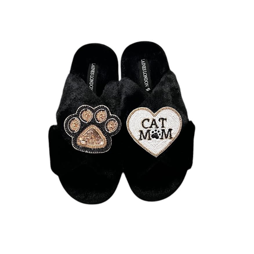 CAT MOM BLACK SLIPPERS – Kitson LA