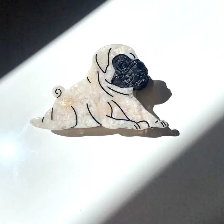 HAND PAINTED PUG DOG CLAW HAIR CLIP – Kitson LA