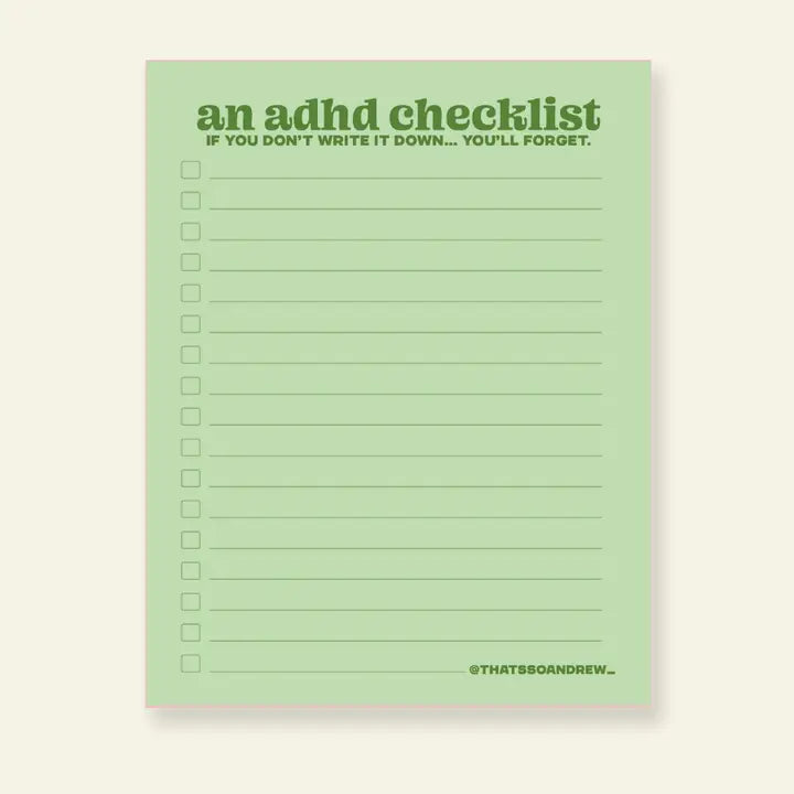 ADHD CHECKLIST NOTEPAD – Kitson LA