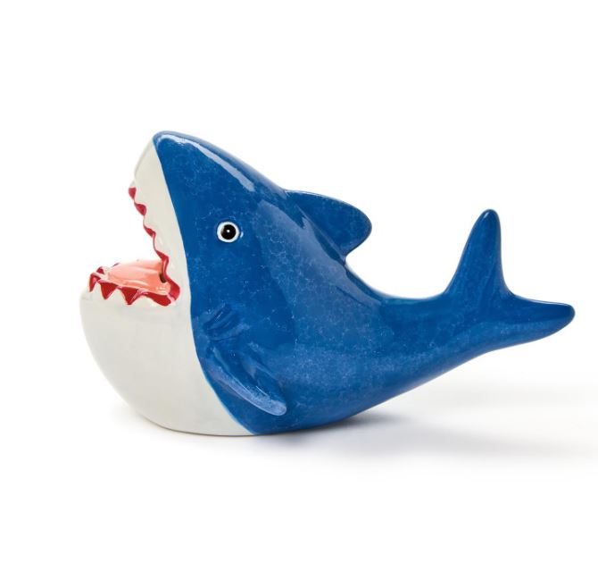 HAND PAINTED CERAMIC SHARK BANK – Kitson LA