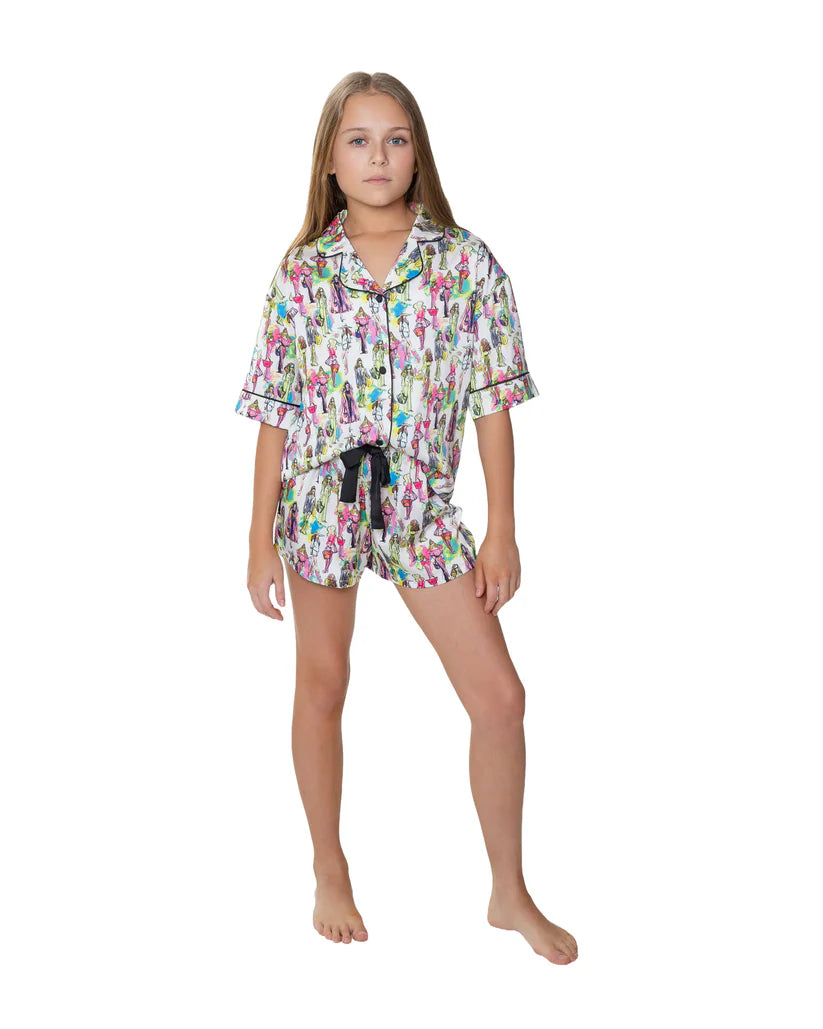GIRLS FASHIONISTA SILKY SHORT PJ SET – Kitson LA