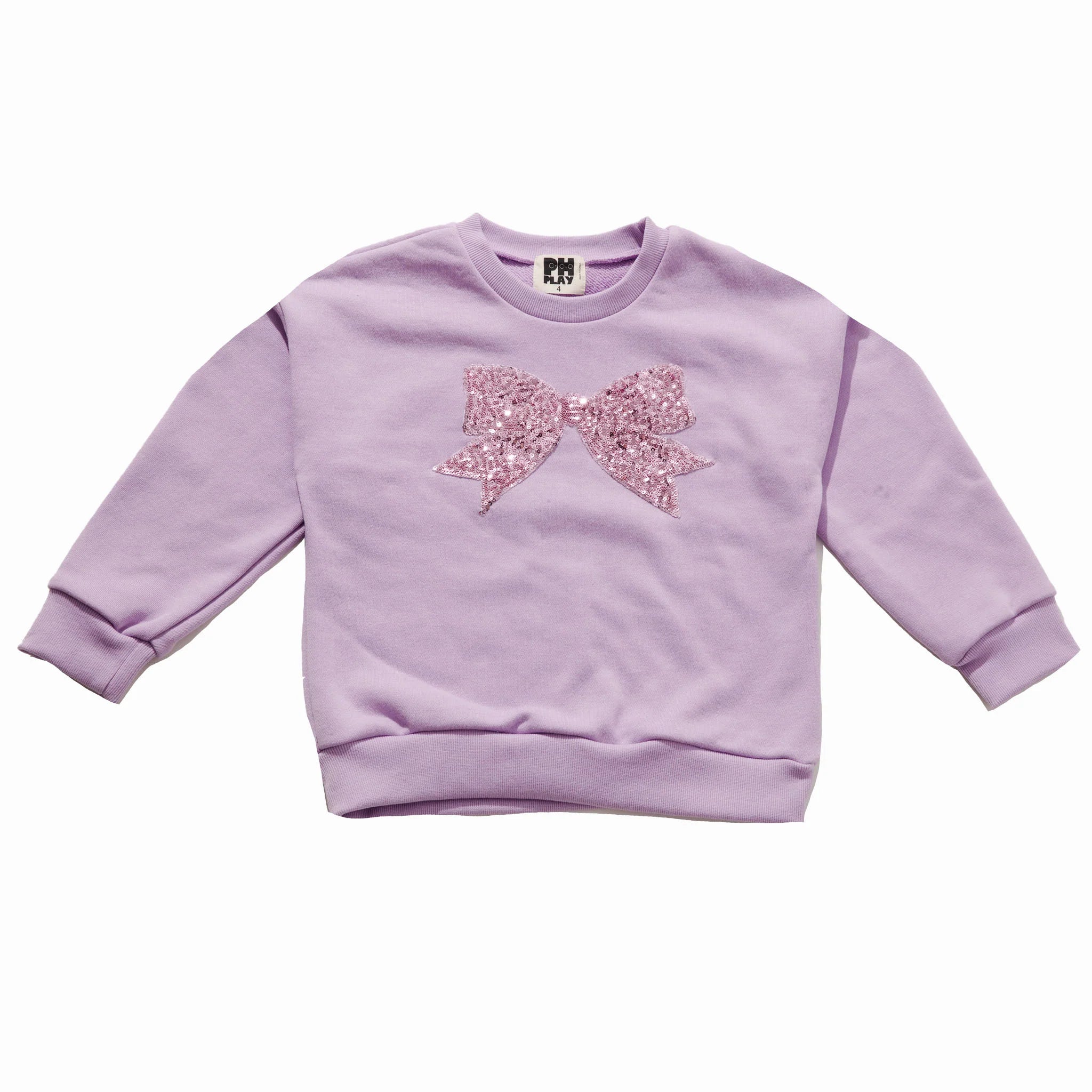 GIRLS PURPLE SEQUIN BOW SWEATSHIRT – Kitson LA