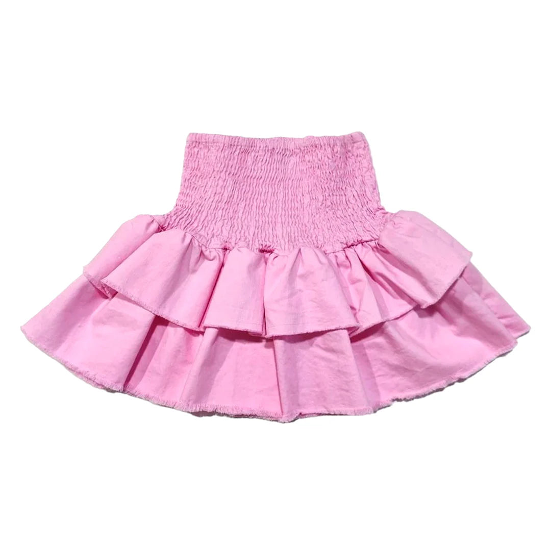 GIRLS DENIM PINK RUFFLE SKIRT – Kitson LA