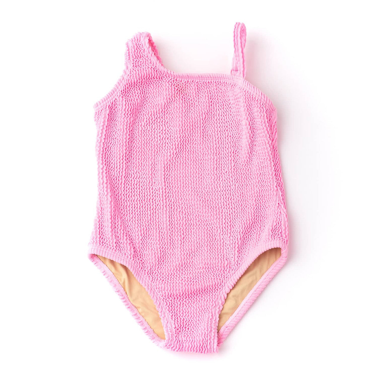 GIRLS PINK CRINKLE ONE SHOULDER BATHING SUIT – Kitson LA